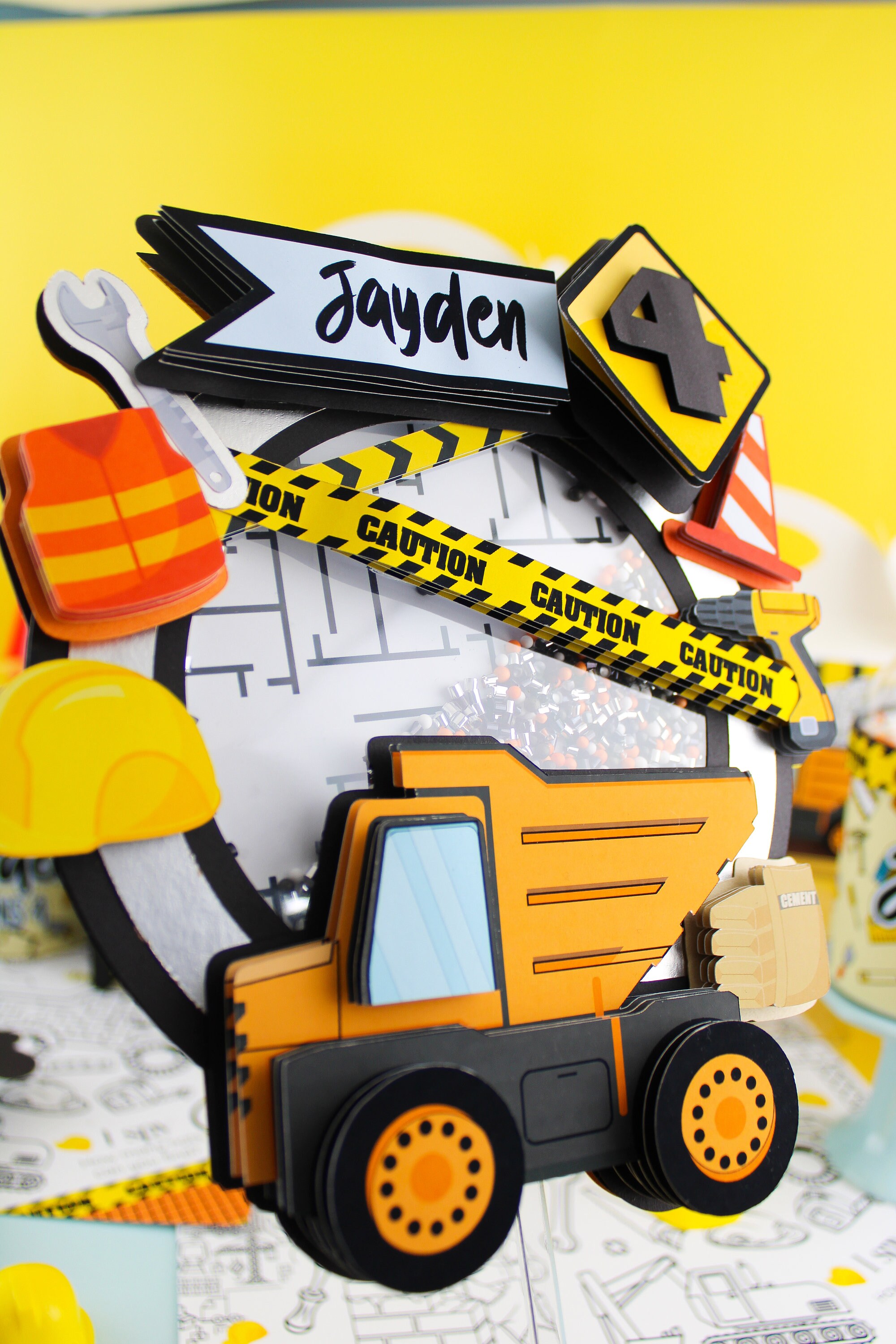 Construction Theme Cake Topper Construction Truck Cake Topper Boy Cake ...