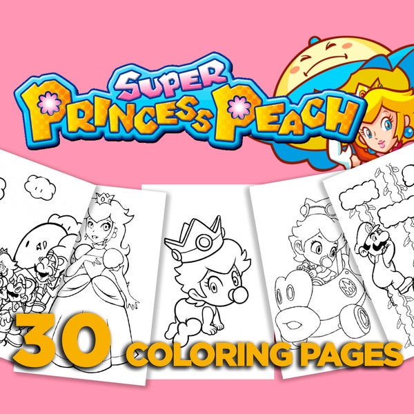 Princess Peach Coloring Pages - Etsy