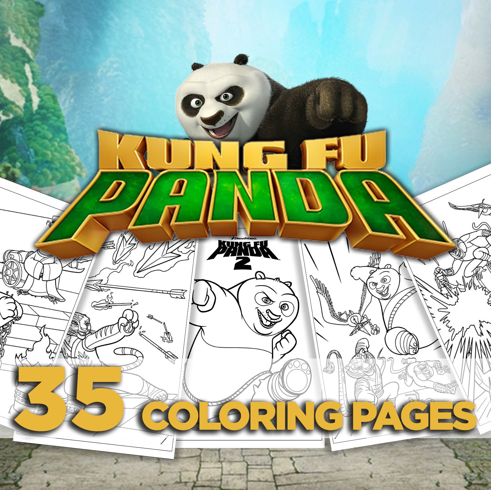 35 Kung Fu Panda Coloring Pages 35 Kung Fu Panda Printable Etsy