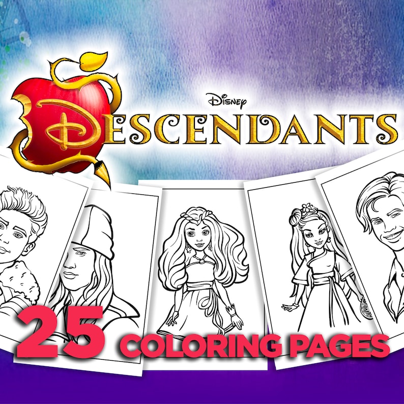 25 Descendants Coloring Pages. 25 Descendants Printable - Etsy