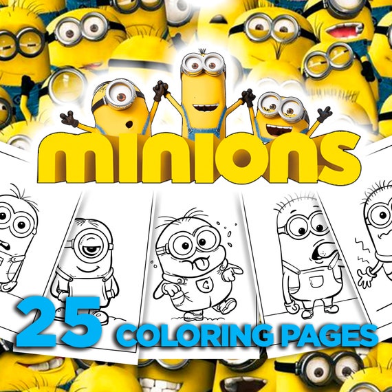 25 Minions Coloring Pages. 25 Cute Minion Printable Coloring - Etsy