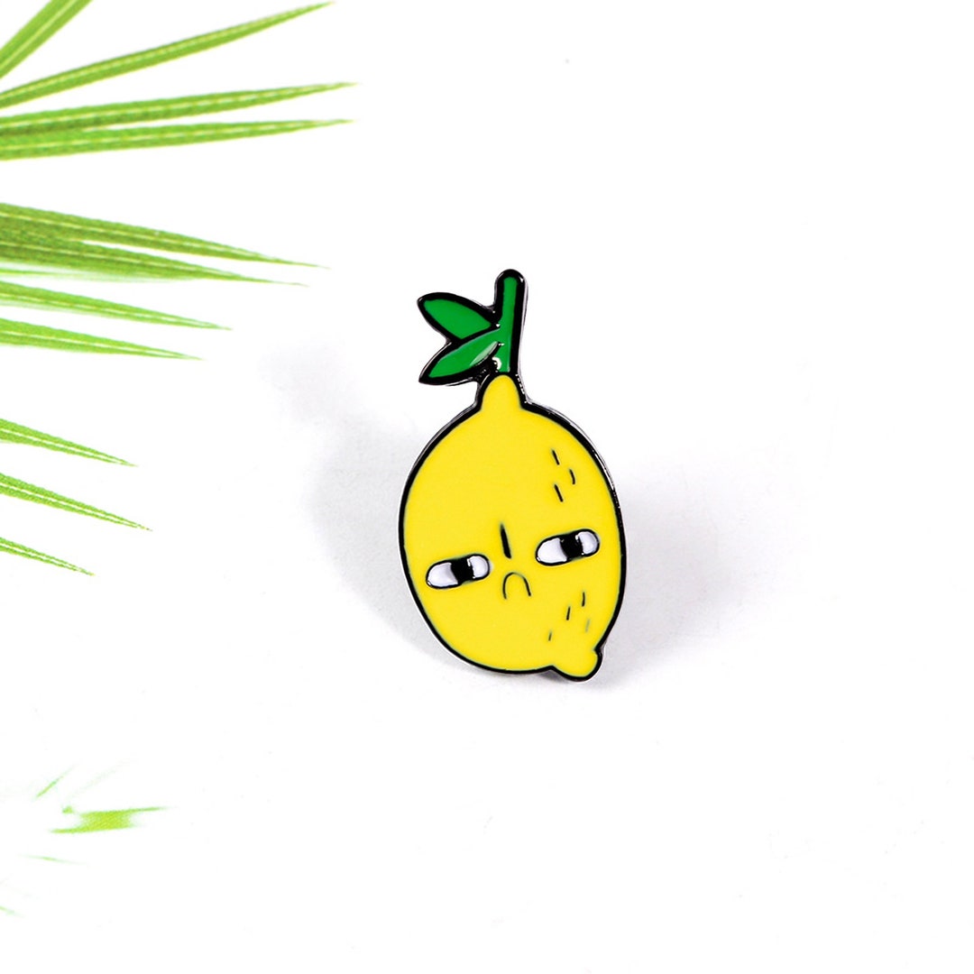 Unhappy Lemon Enamel Enamel Pin Cute Cartoon Fruit Brooches Pins for ...