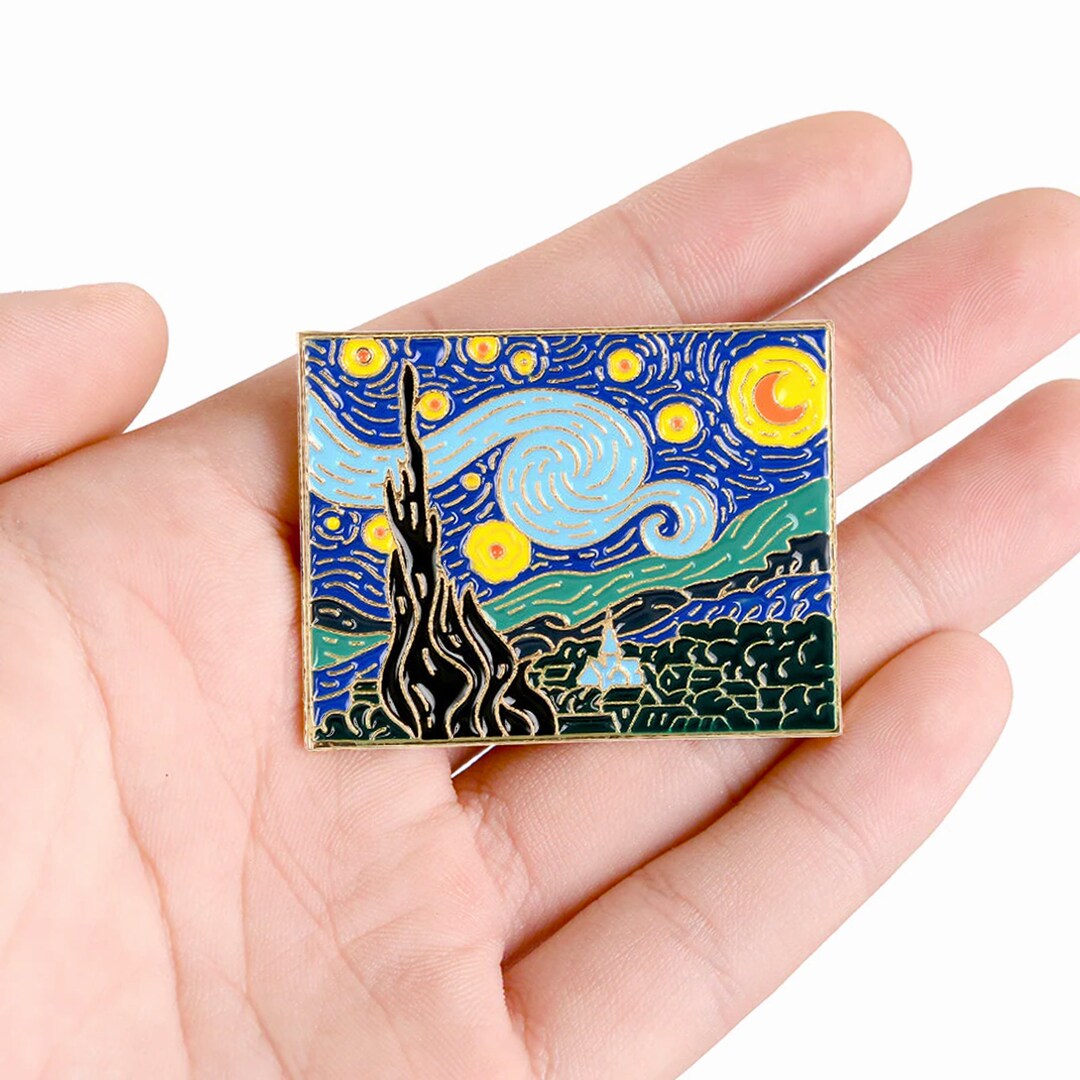 The Starry Night Painting Enamel Pin Vincent Van Gogh Brooches ...