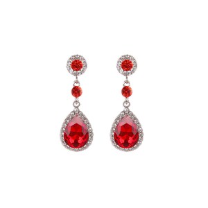 Ruby Droplet Earrings Crystal Tear Drop Dangle Earrings - Etsy