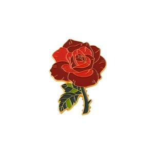 Red Rose Enamel Pin Thorny Large Flower Brooches Single Bright Rose ...