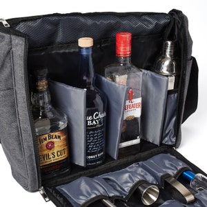 Gray Water Resistant Travel Bartender Bag: Cocktail Kit Carrier (bag ...