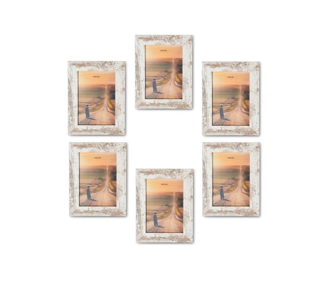 White Rustic Picture Frame Set: Farmhouse Wood Photo Display (5x7) - Etsy
