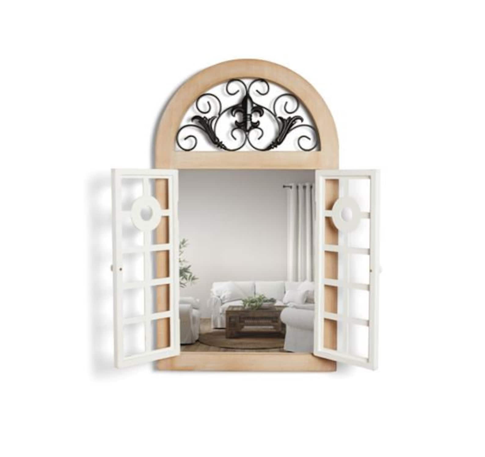 VADCAD Farmhouse Wall Décor Window Mirror Shutters, Windowpane ...