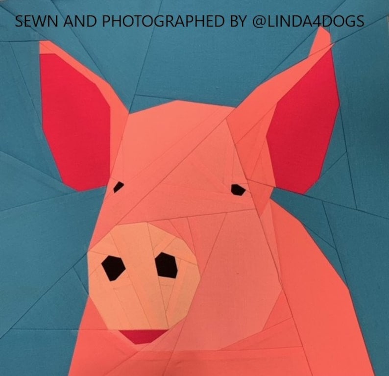 14" Pig FPP Quilt Block Pattern - Etsy