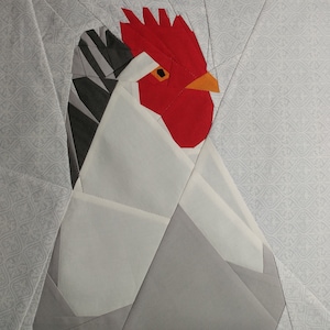 14" Rooster Foundation Paper Piecing Quilt Block Pattern FPP - Etsy