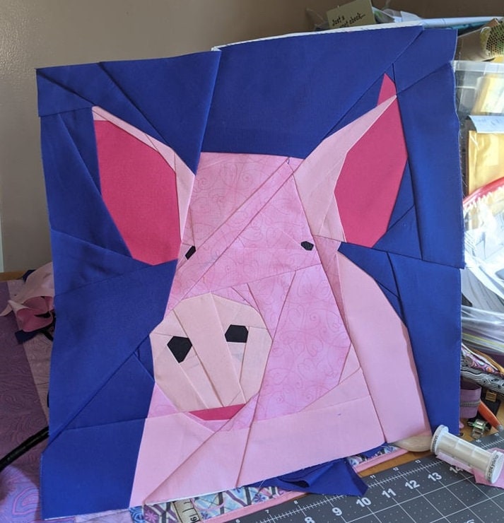 14" Pig FPP Quilt Block Pattern - Etsy