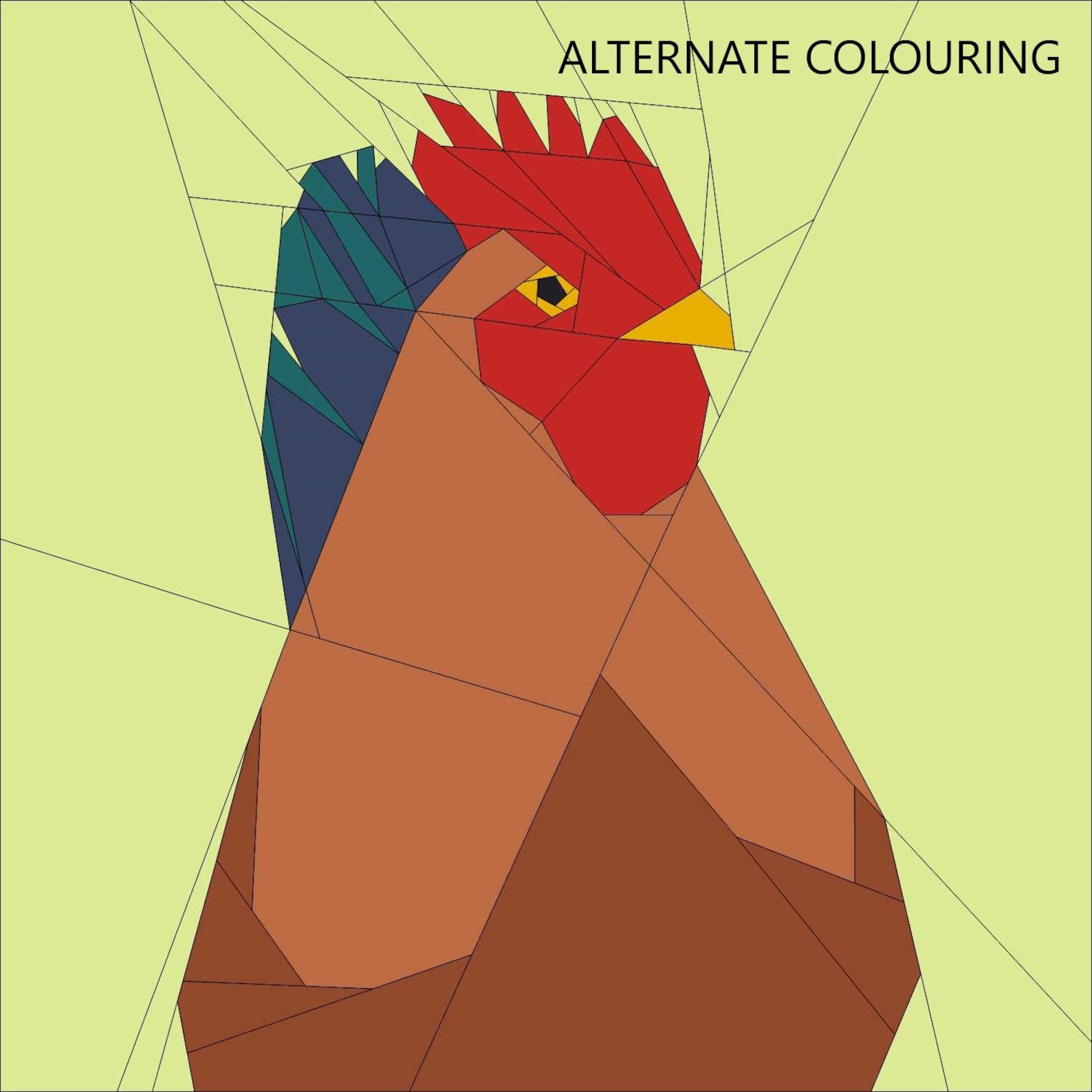 14" Rooster Foundation Paper Piecing Quilt Block Pattern FPP - Etsy