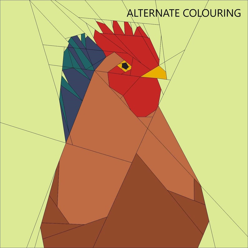 14" Rooster Foundation Paper Piecing Quilt Block Pattern FPP - Etsy