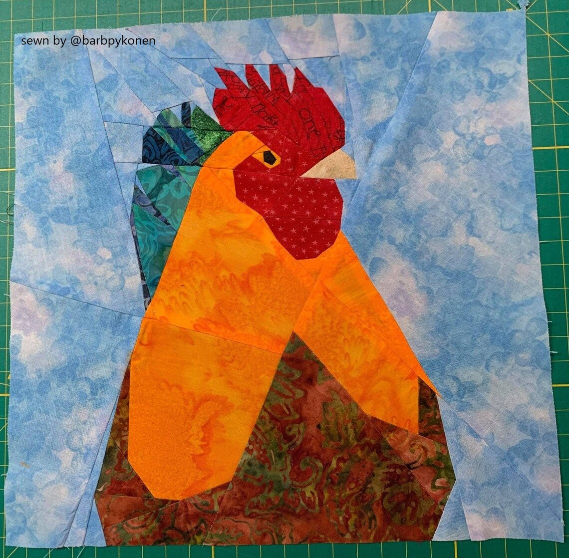 14" Rooster Foundation Paper Piecing Quilt Block Pattern FPP - Etsy