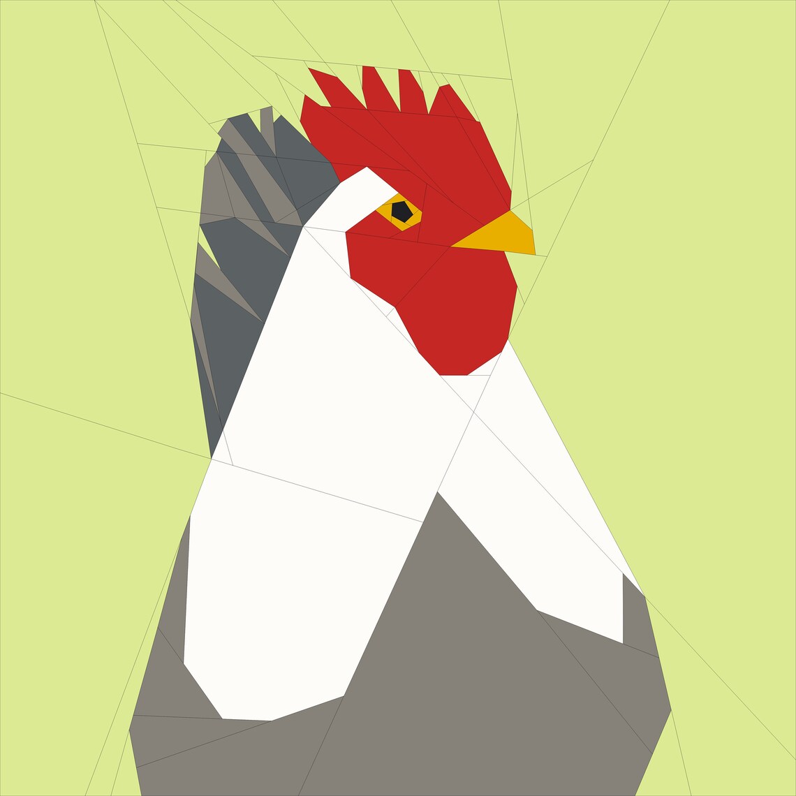 14" Rooster Foundation Paper Piecing Quilt Block Pattern FPP - Etsy
