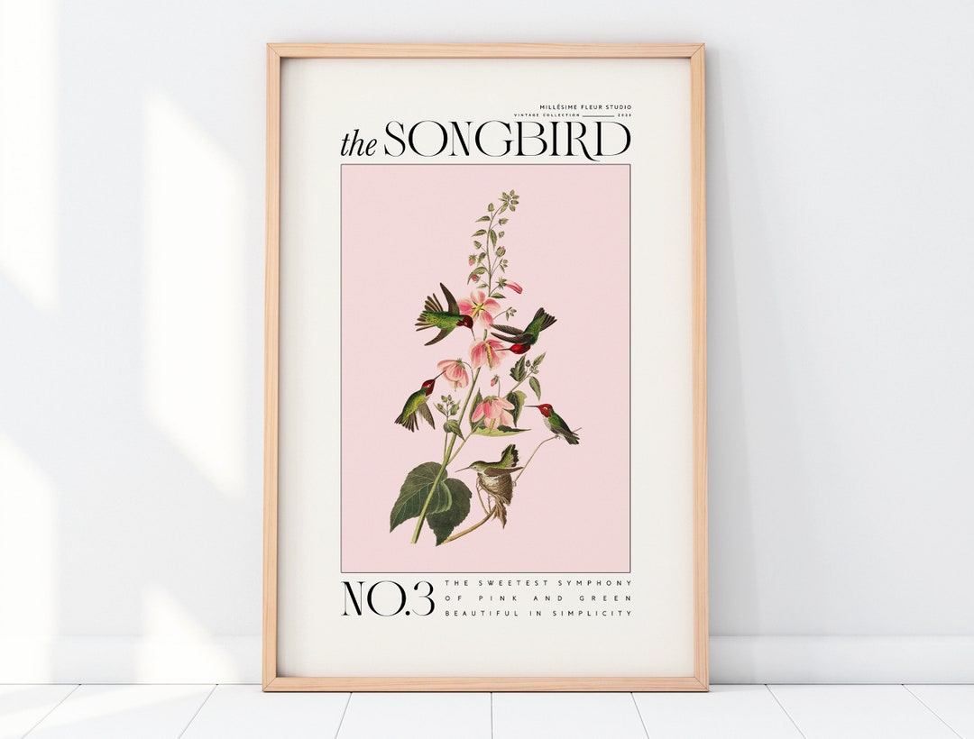 Songbird Printable Pink Bird Printable Bird Download Bird Printable Art ...