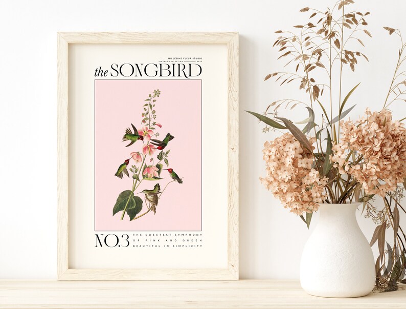 Songbird Printable Pink Bird Printable Bird Download Bird Printable Art ...