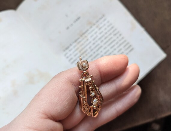 Antique Napoleon III rose gold & pearls pendant | 19t… - Gem