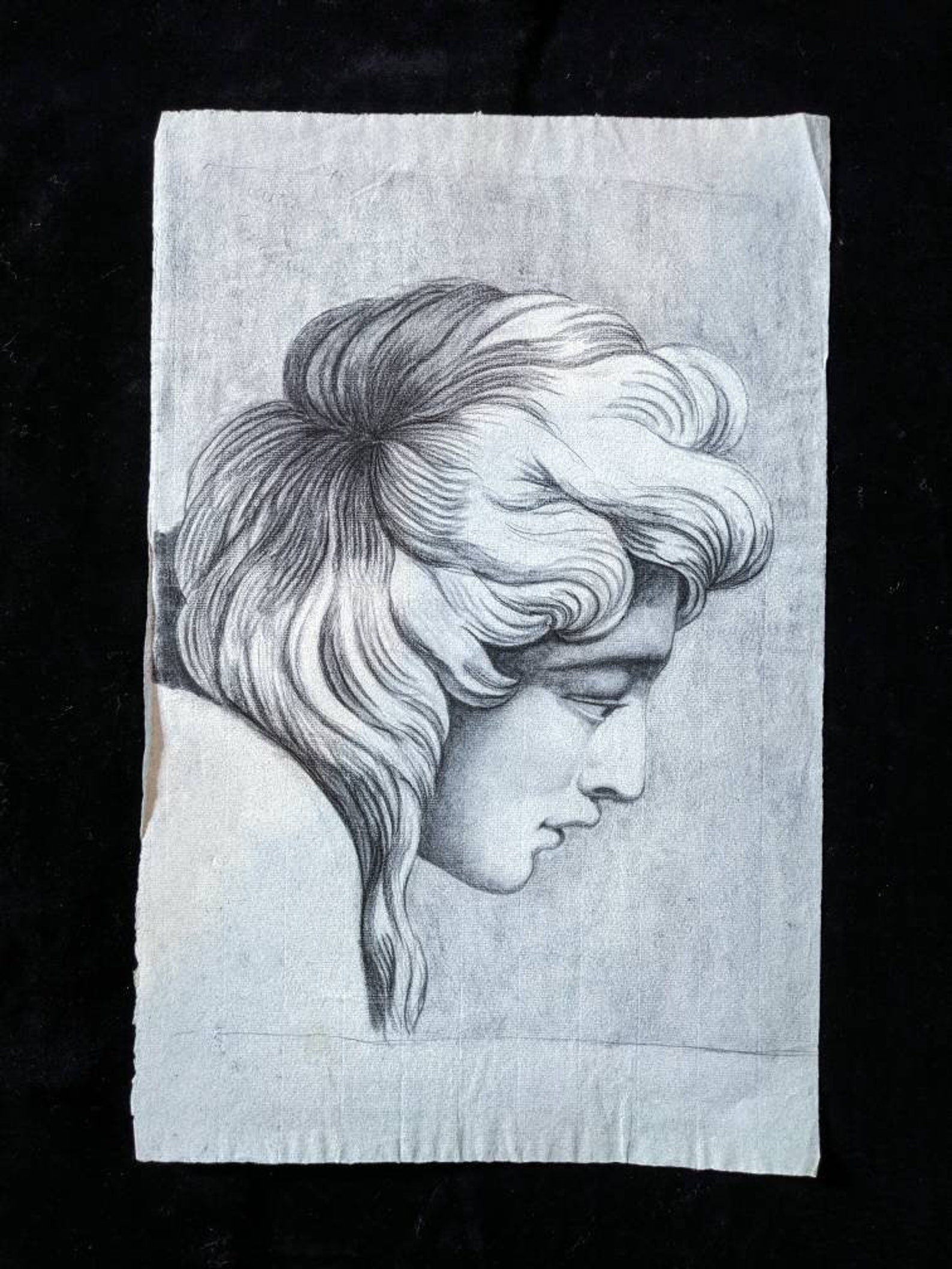 Antique Profile Drawing Hand-drawn Classical Portrait Antique Charcoal ...