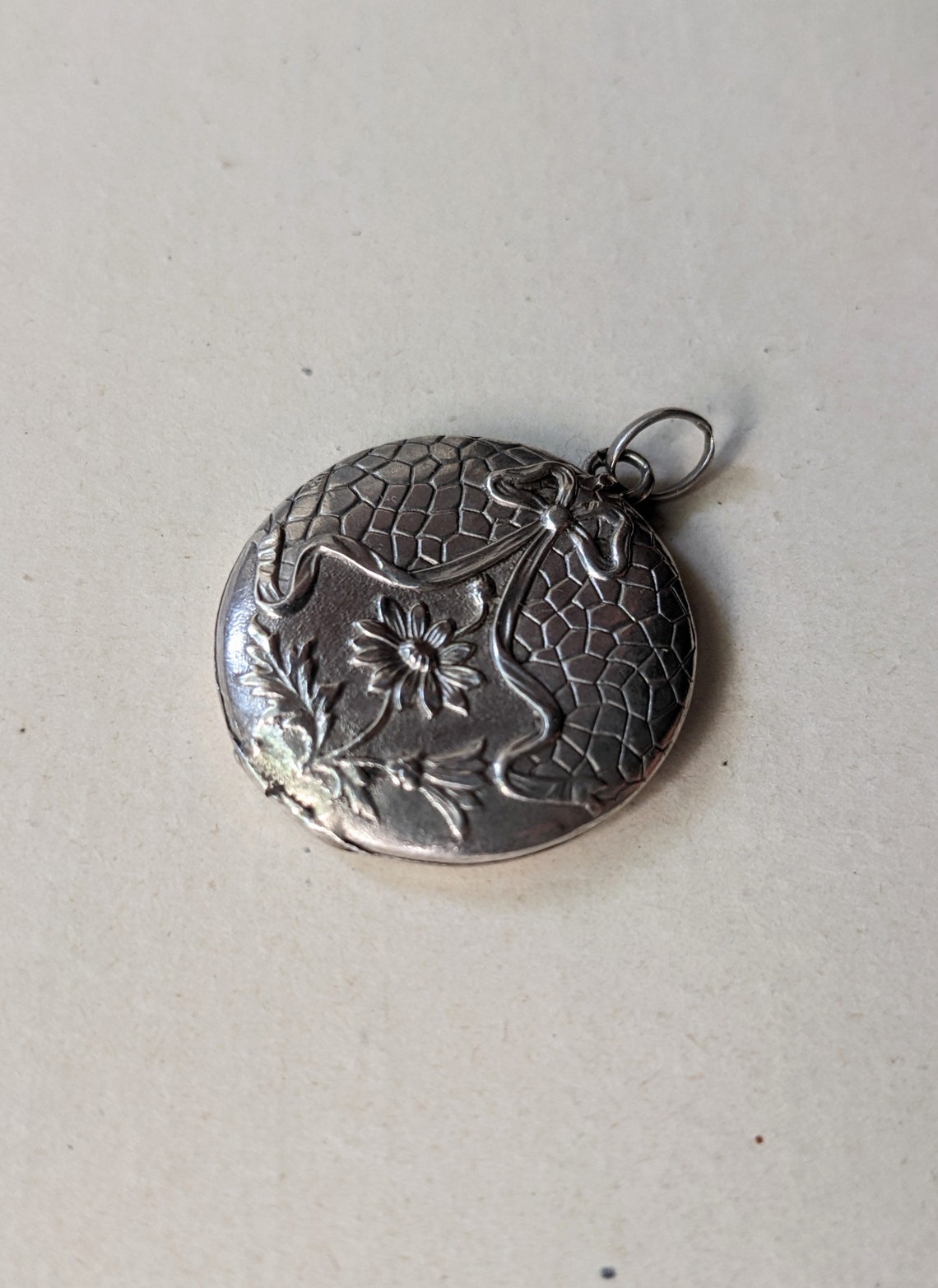 Antique Little Sterling Silver Locket Round Victorian Silver Pendant ...