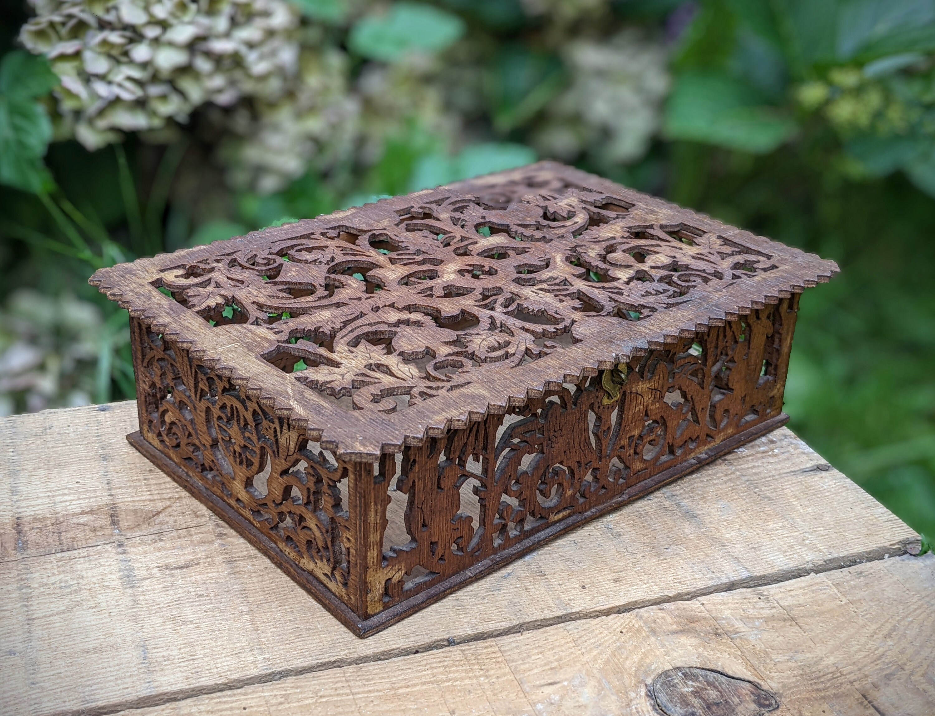 Antique Folk Art Hollowed-out Wooden Box 19th Century Handmade Chest ...