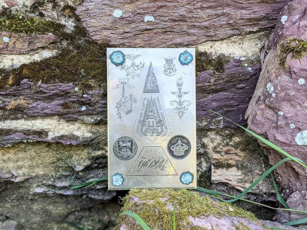 Antique French Oddity Engraver's Metallic Advertising Sign Art Deco ...