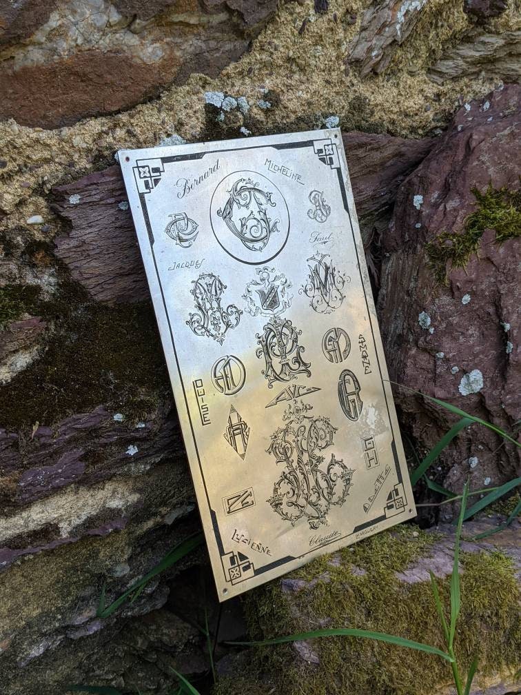 Antique French Oddity Engraver's Metallic Advertising Sign Art Deco ...