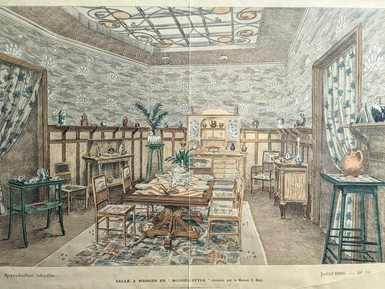 Pair of 19th Century La Mode Illustrée Plates Victorian Interior Design ...