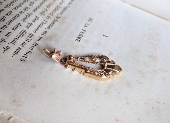 Antique Napoleon III rose gold & pearls pendant | 19t… - Gem