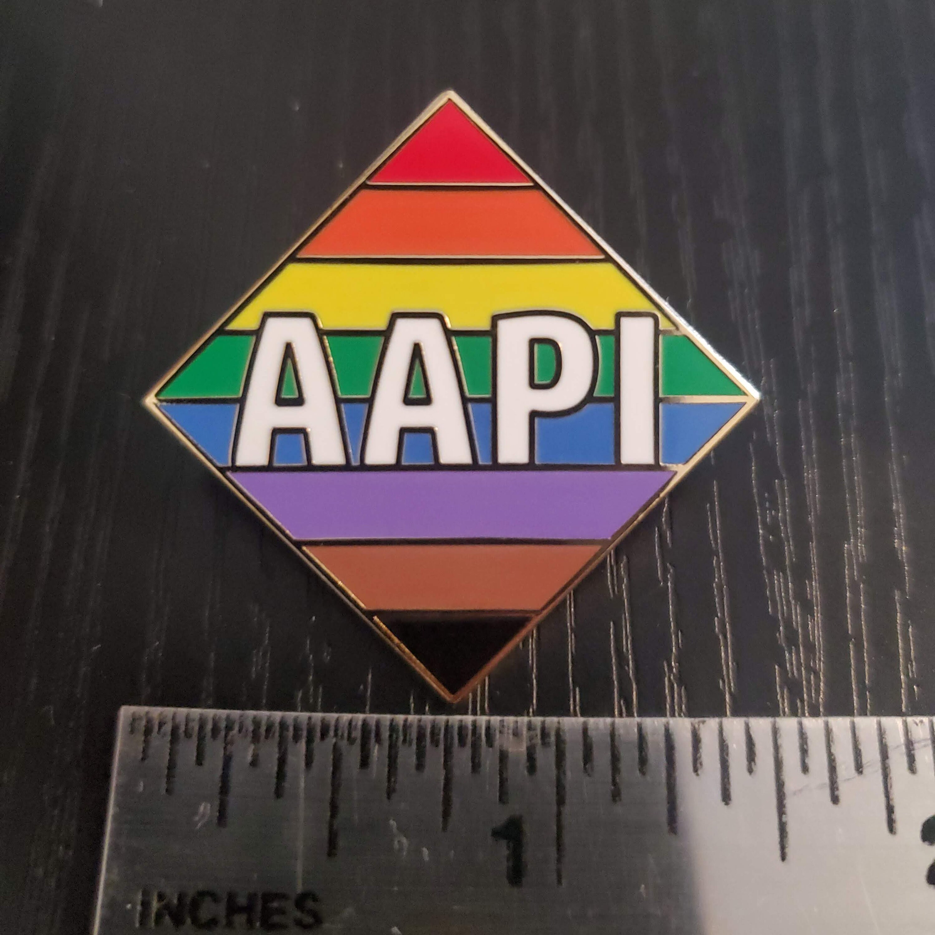 AAPI LGBTQ Magnet // Hard Enamel, Gold Finish, Rainbow, Pride, Asian ...