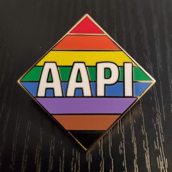AAPI LGBTQ Magnet // Hard Enamel Gold Finish Rainbow - Etsy