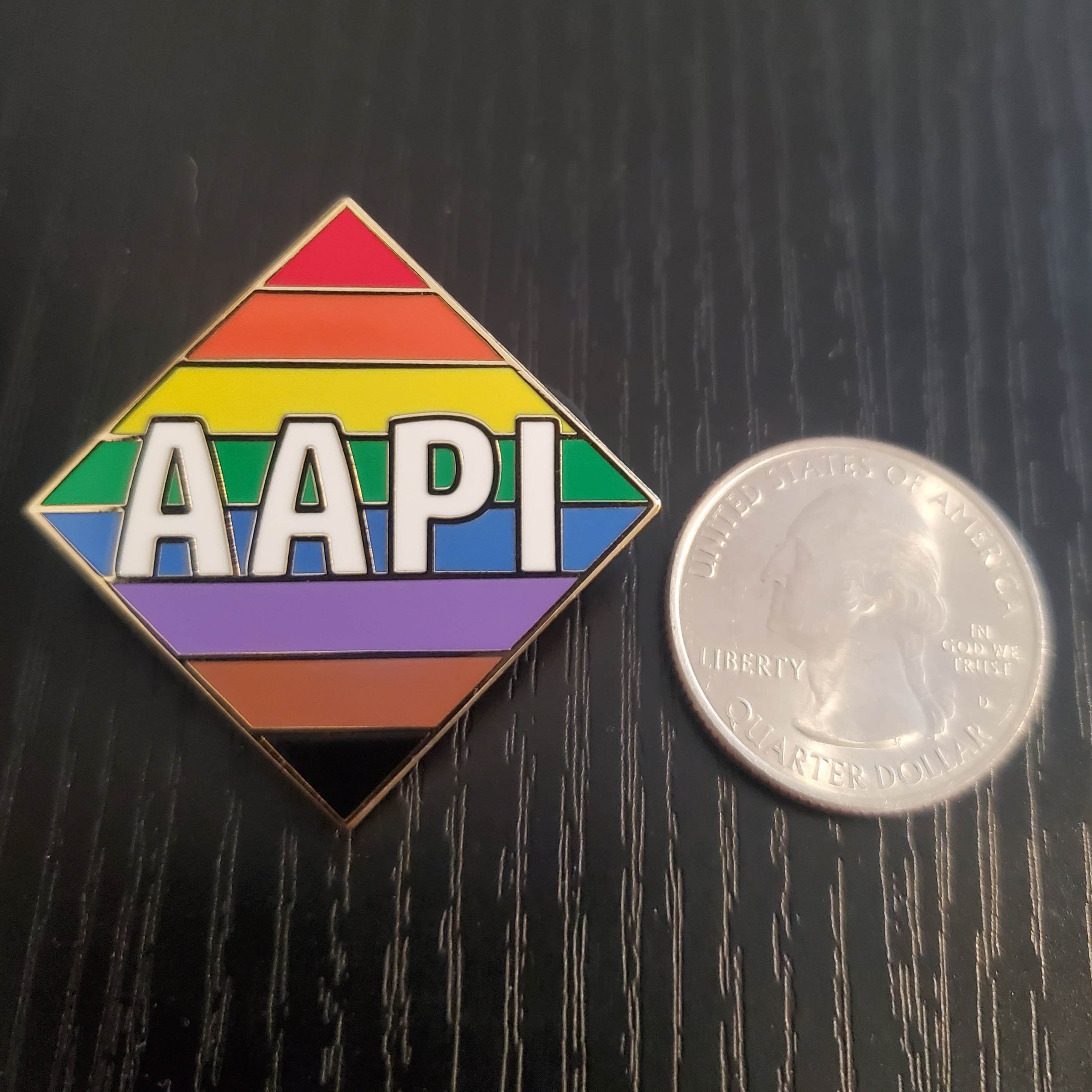 AAPI LGBTQ Magnet // Hard Enamel, Gold Finish, Rainbow, Pride, Asian ...