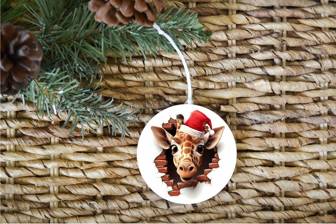 Giraffe With Santa Hat Christmas Ornament, Christmas Tree, Ornament ...