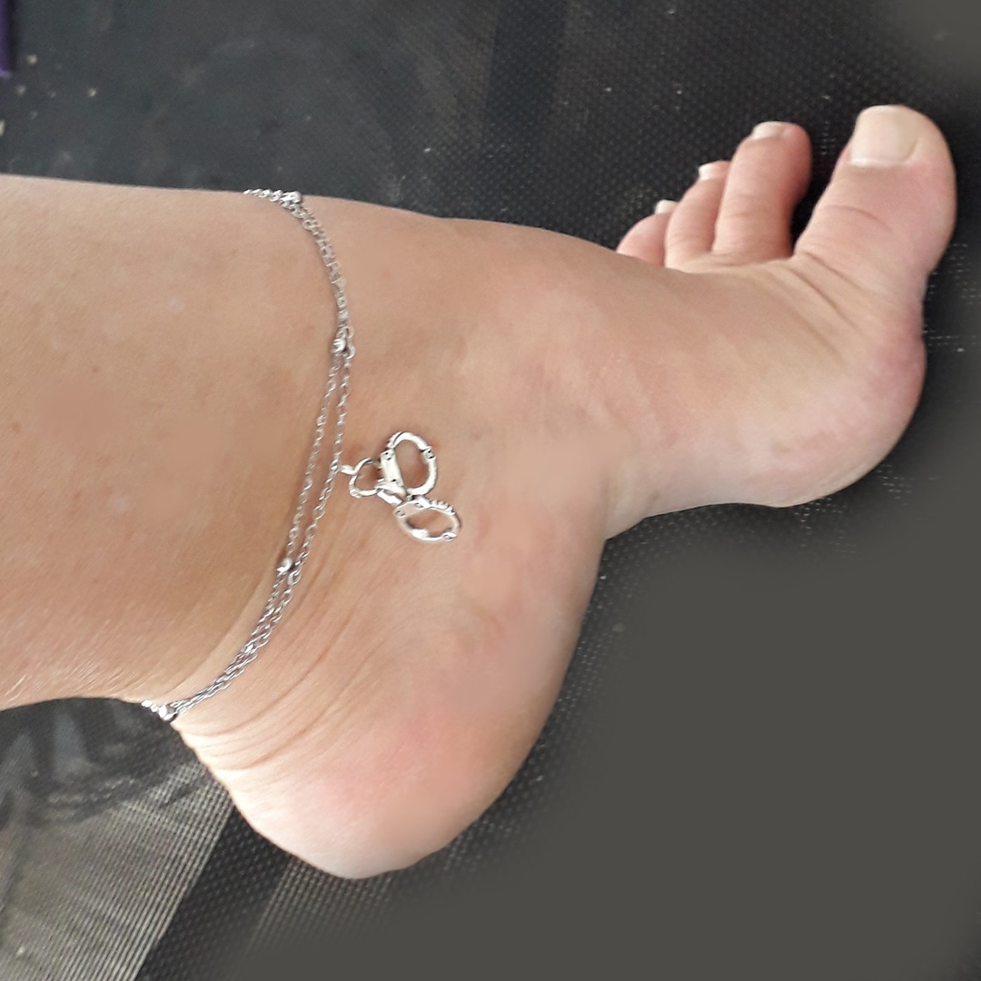 BDSM Anklet 2 Layer With Handcuff Pendant Dominant Fetish Submissive ...