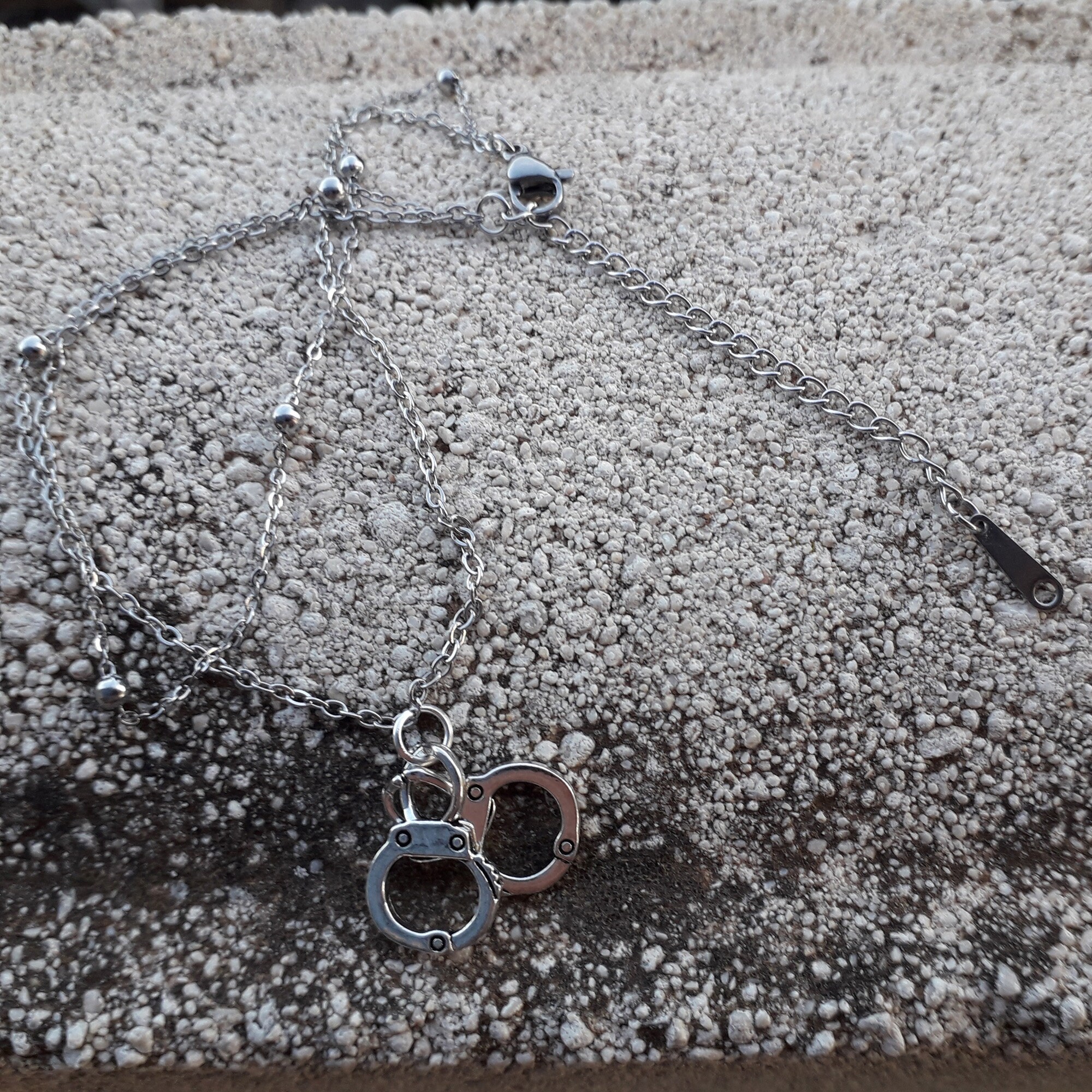 BDSM Anklet 2 Layer With Handcuff Pendant Dominant Fetish Submissive ...