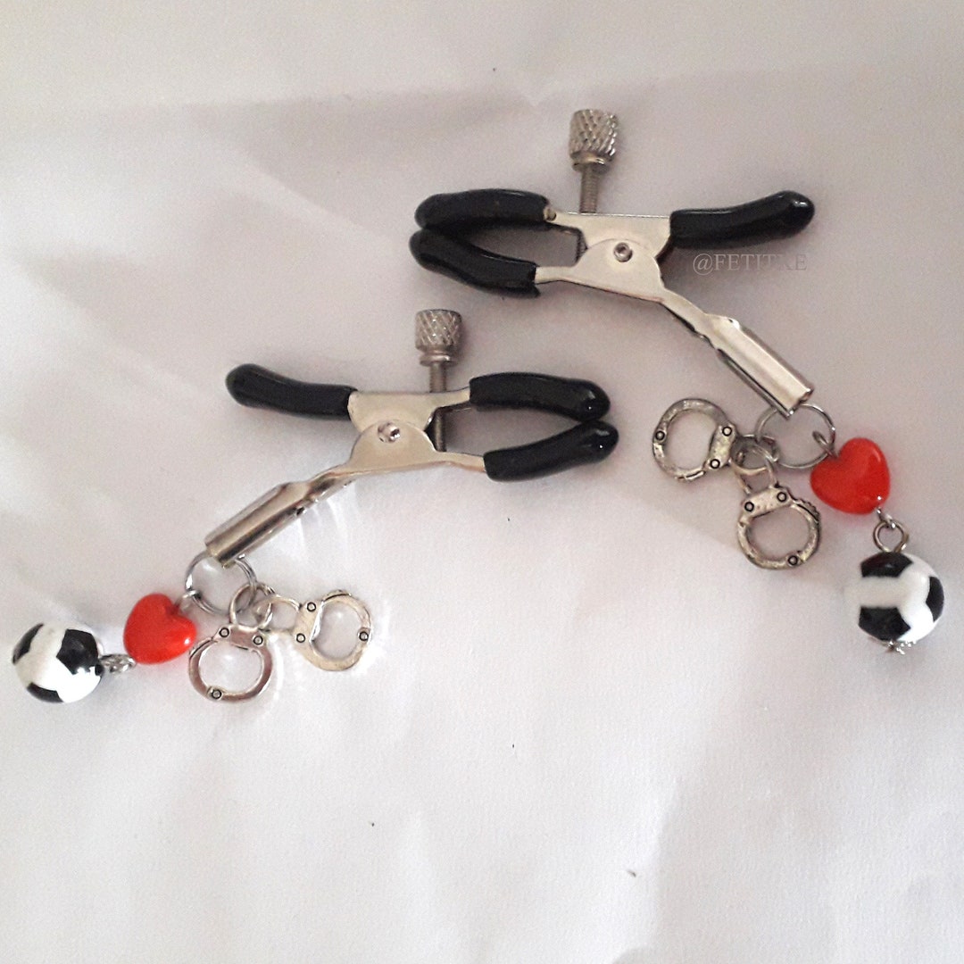 Handcuff Football Heart Nipple Clamps With Chain Fetish-schmuck BDSM - Etsy