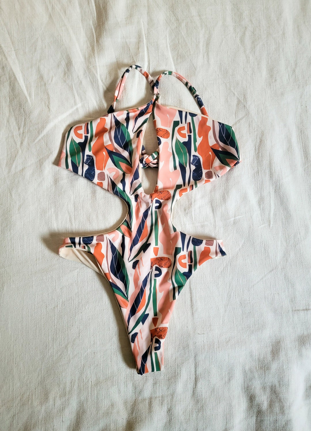 Womens Abstract One Piece Cut Out Swimsuit Bikini - Etsy