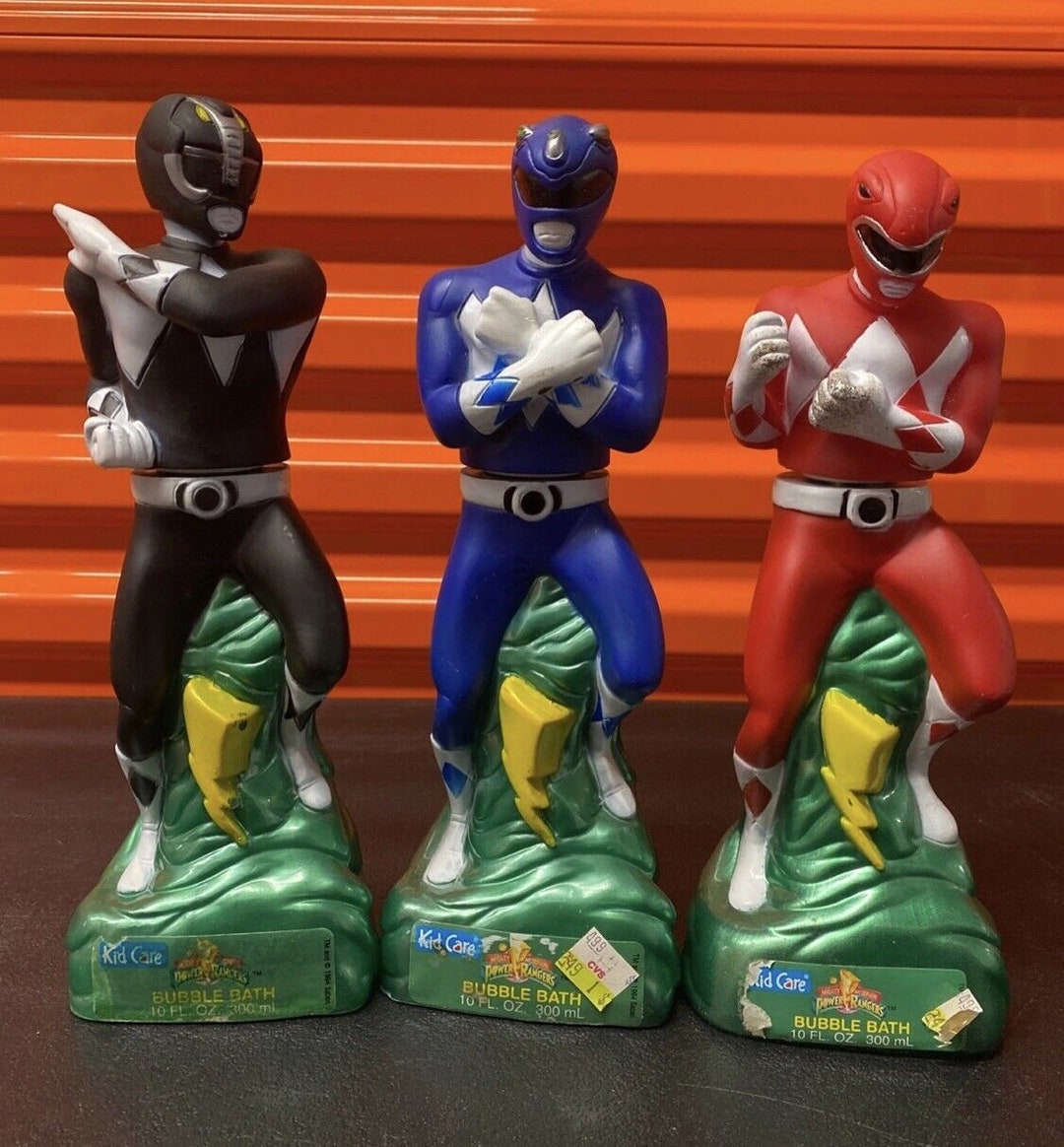 Power Rangers Vintage Red, Blue, Black Power Bubble Bath Bottle 1994 ...