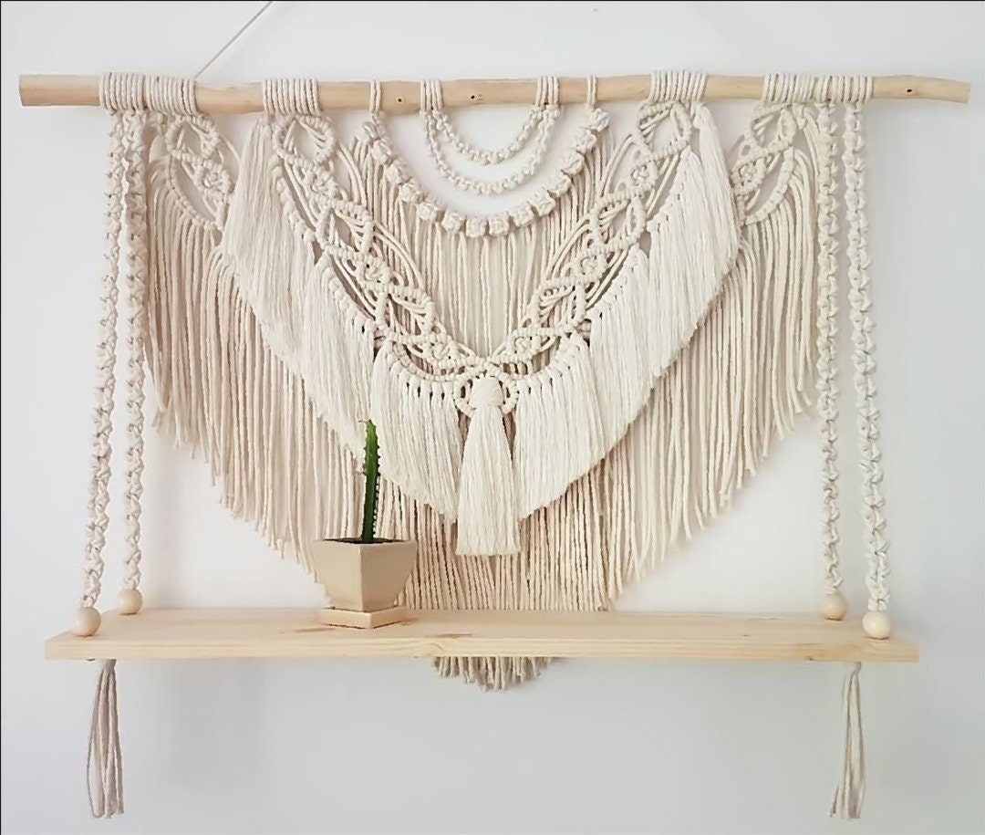 Large Macrame Shelf, Custom, Macrame Wall Decor, Macrame Wall Hanging ...