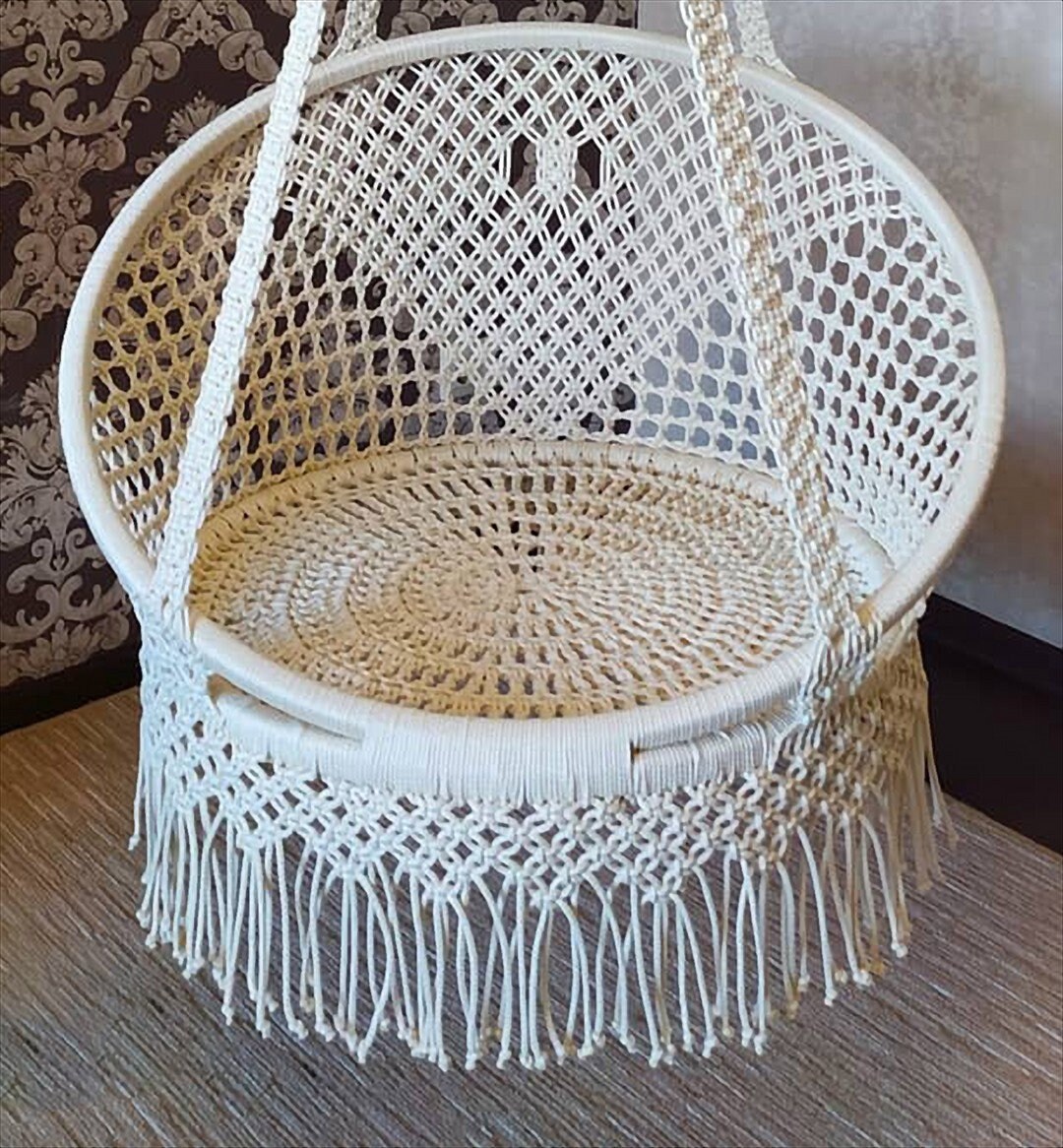 Macrame Hammock Chair Macrame Round Swing Hanging Cotton - Etsy