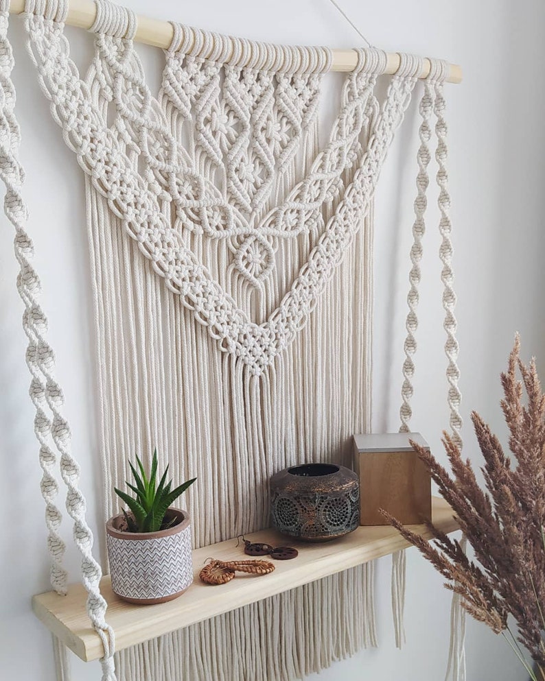Large Macrame Shelf Macrame Wall Decor Macrame Wall | Etsy