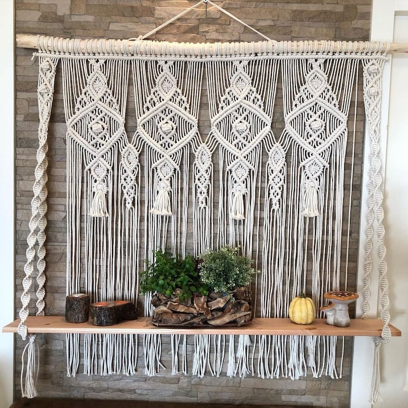 X Large Macrame Shelf Macrame Wall Decor Macrame Wall | Etsy