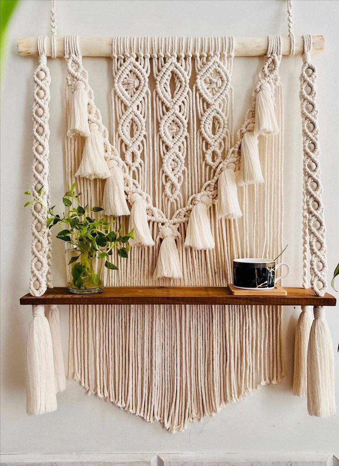 X Large Macrame Shelf , Macrame Hanging Shelf, Macrame Floating Shelf ...