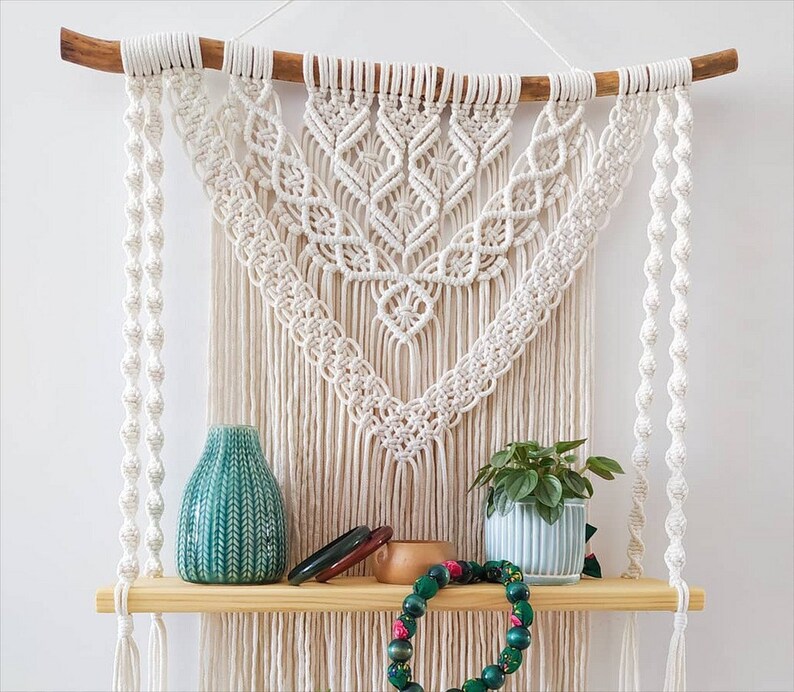 Large Macrame Shelf Macrame Wall Decor Macrame Wall | Etsy