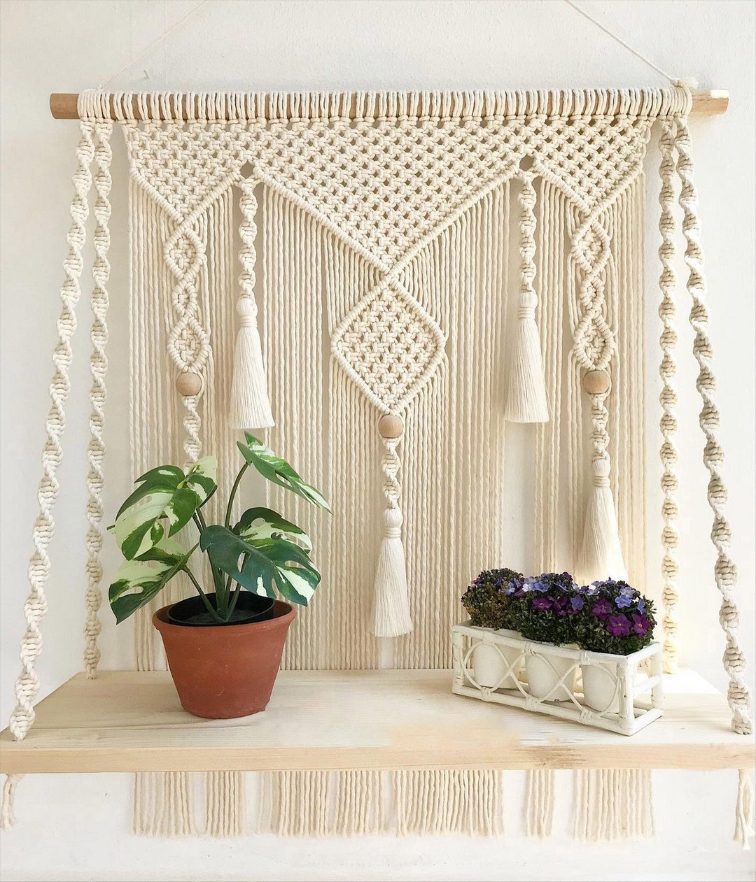 X Large Macrame Shelf, Macrame Wall Decor, Macrame Wall Hanging ...