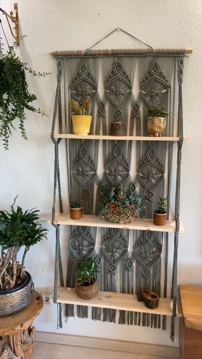 X Large Three Macrame Shelf macrame Wall Decor Macrame Wall - Etsy