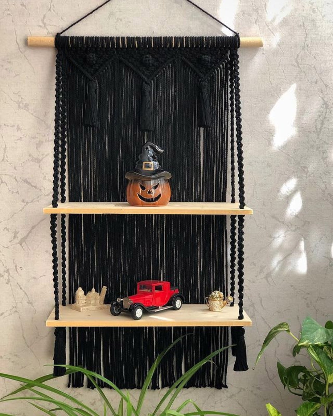 Two Macrame Floating Shelf Boho Wall Hanging Shelf Boho - Etsy