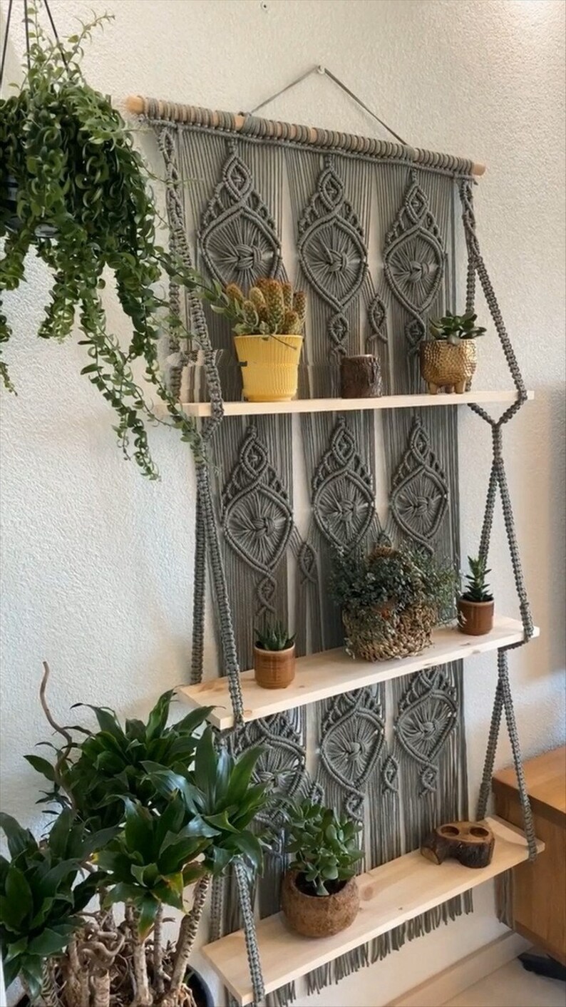 X Large Three Macrame Shelf macrame Wall Decor Macrame Wall - Etsy