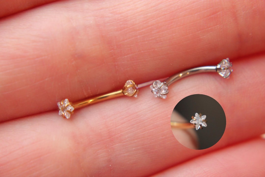 16G Star Diamond Rook Piercing • Curved Barbell Jewelry - Etsy