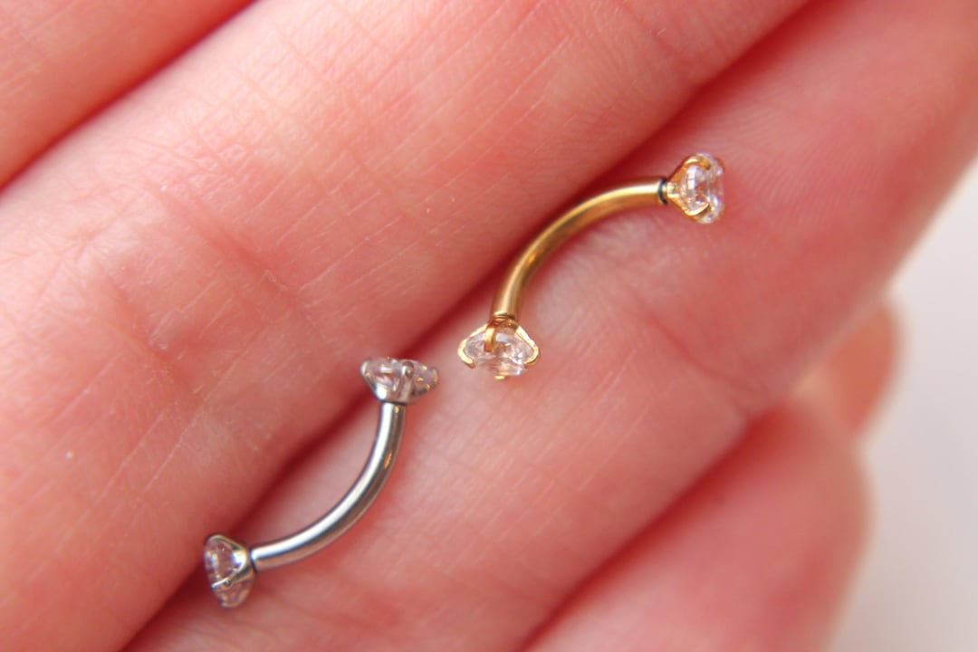 16G Diamond Rook Piercing • Curved Barbell Jewelry - Etsy